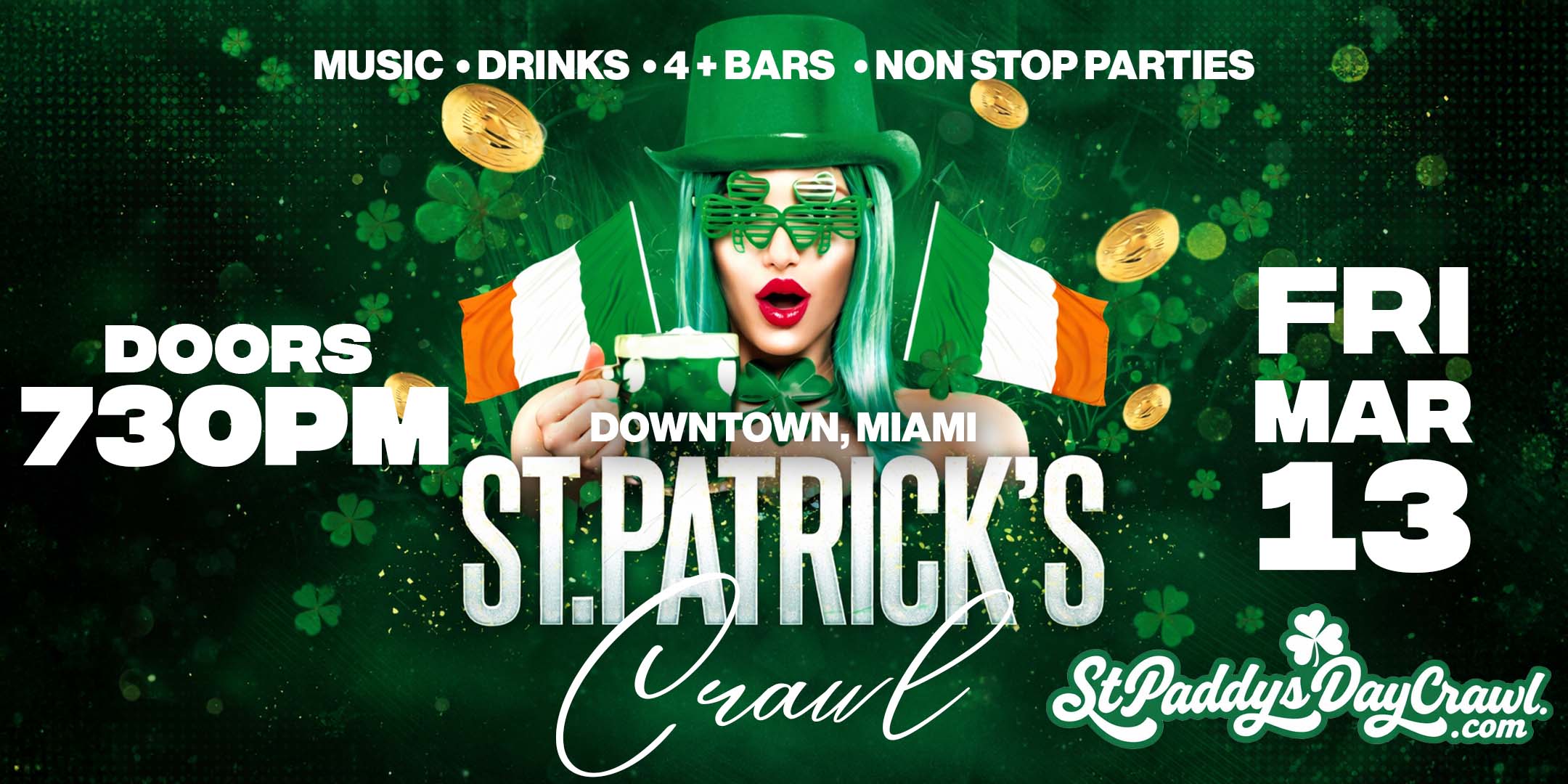 Downtown Miami St. Patrick’s Day Bar Crawl 2026 | Nightspotters