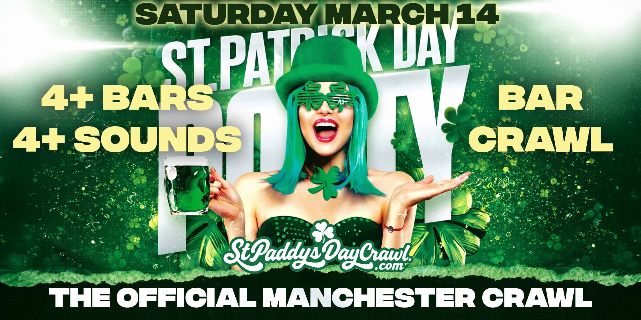 Manchester St. Patrick’s Day Bar Crawl 2026 | Nightspotters